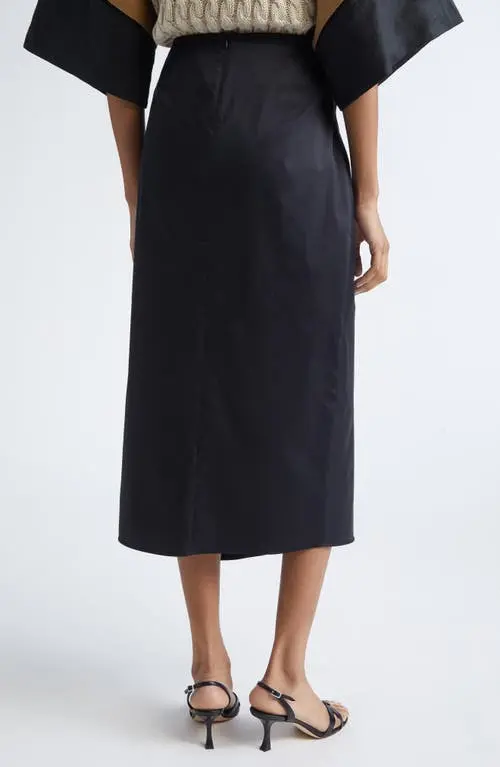 Max Mara Paggi Asymmetrical Stretch Sateen Midi Skirt - Black