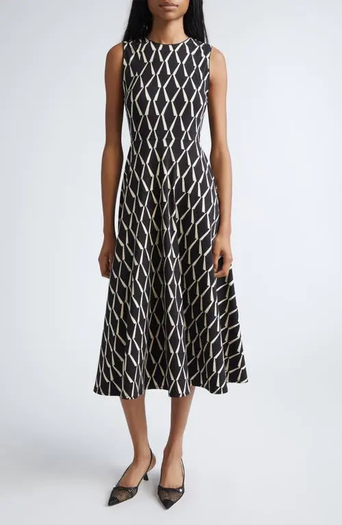 Max Mara Lampara Geo Print Jersey Midi Dress - Black