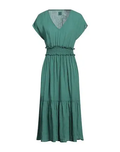 120% Lino Midi Dress Size Linen - Green