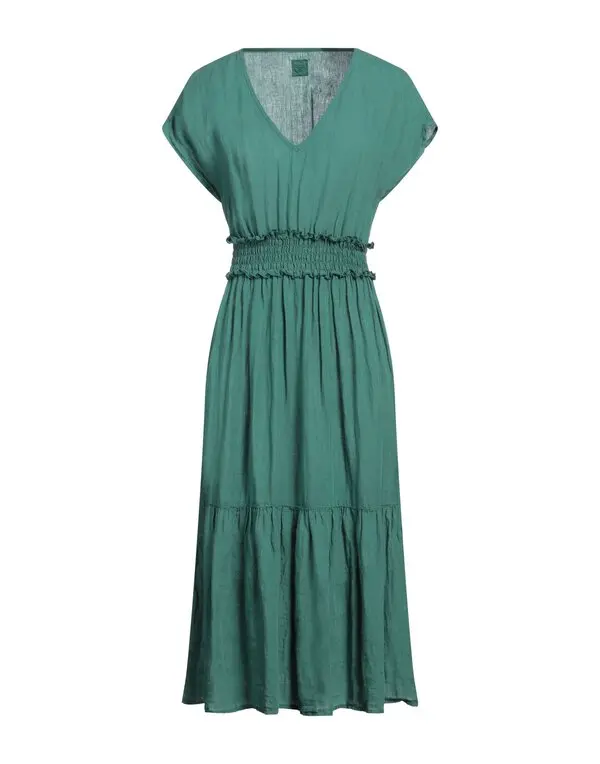 120% Lino Midi Linen Dress - Green
