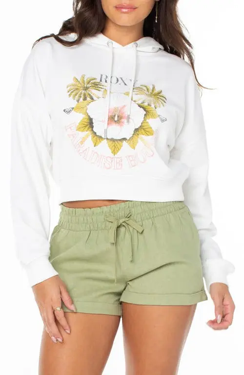 Roxy Graphic Cropped Hoodie - Cloud Dancer