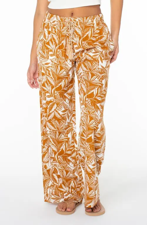 Roxy Tropical Print Drawstring Pants - Cathay Spice