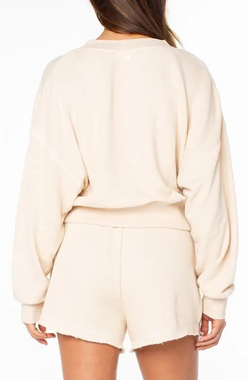 Roxy Relaxed Fit V-neck Cotton Sweatshirt - Parchment