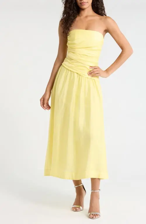 EVER NEW Rumi Ruched Strapless Midi Dress