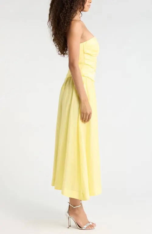 EVER NEW Rumi Ruched Strapless Midi Dress
