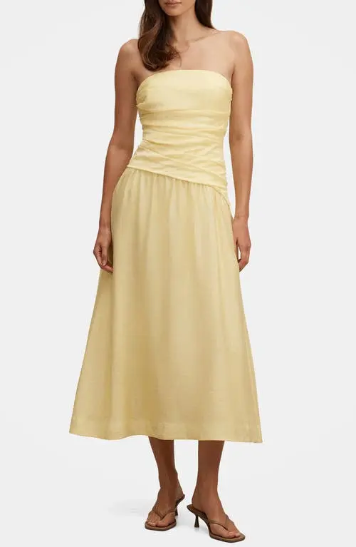 EVER NEW Rumi Ruched Strapless Midi Dress