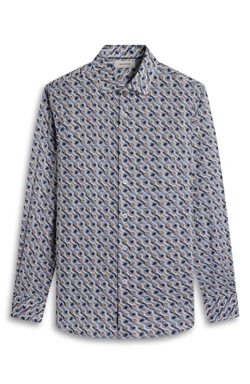 Bugatchi Axel Shaped Fit Geo Print Stretch Cotton Button-up Shirt - Cobalt