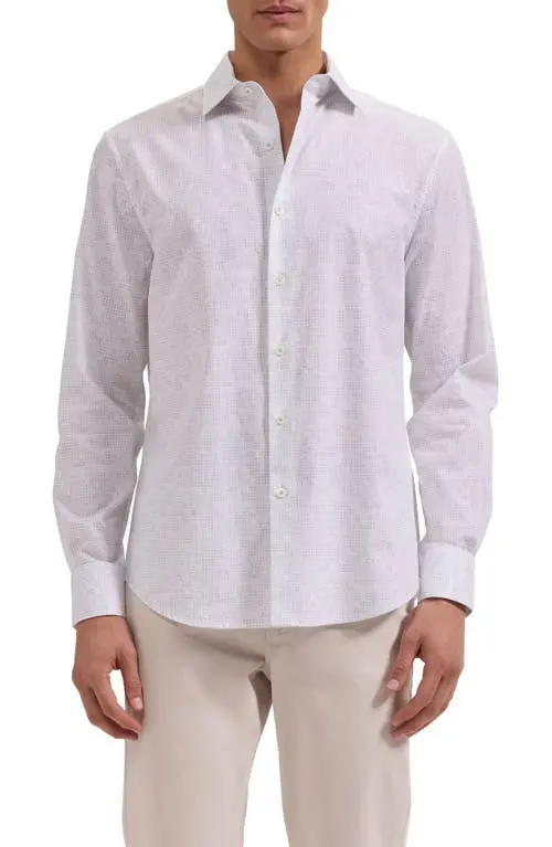 Bugatchi Axel Shaped Fit Geo Print Cotton Button-up Shirt - White