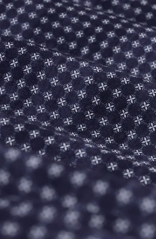 Bugatchi Axel Shaped Fit Geo Floral Stretch Cotton Button-up Shirt - Navy