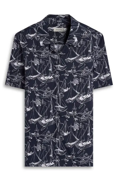 Bugatchi Jackson Marina Print Stretch Cotton Camp Shirt