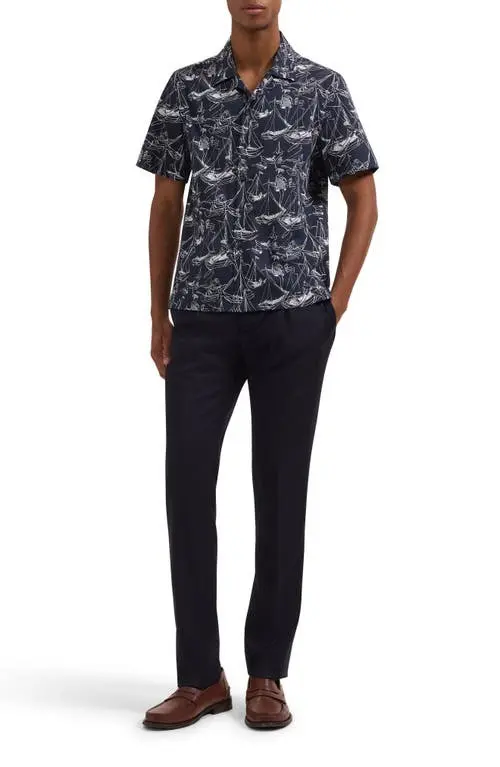 Bugatchi Jackson Marina Print Stretch Cotton Camp Shirt