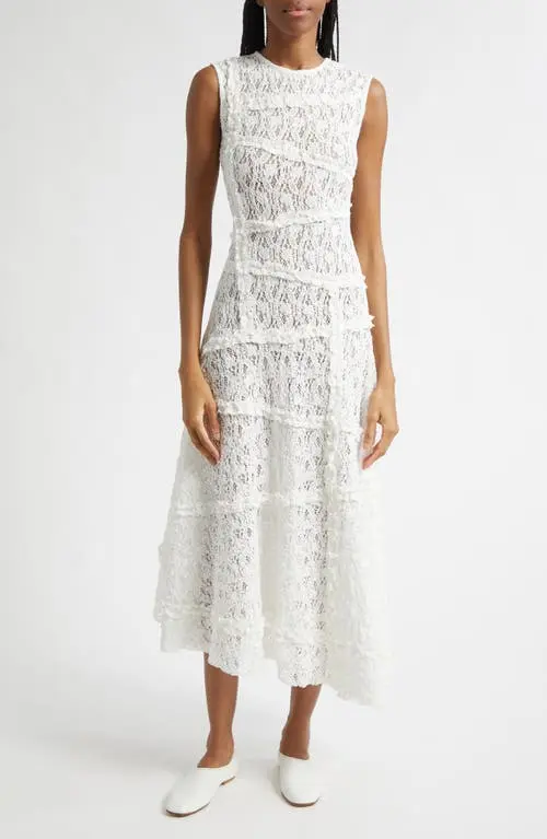 EENK Lace Paneled Asymmetric Maxi Dress - Ivory