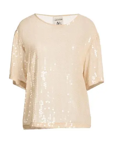 SEMICOUTURE Georgette Top With Appliqués And Sequins - Sand