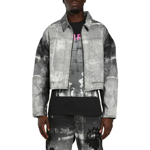 PURPLE BRAND Carpenter Beaded Denim Jacket
