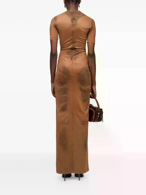 Acne Studios Short-sleeve V-neck Maxi Dress With Trompe-l’œil Print - Brown