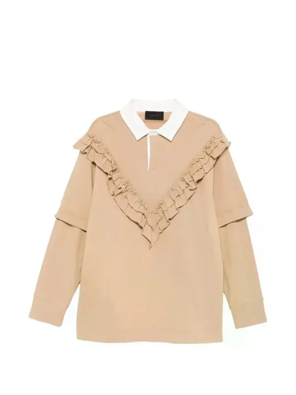 Simone Rocha Ruffled-detail Polo Shirt - Neutrals