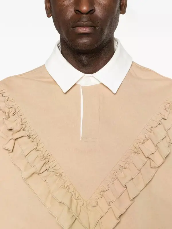 Simone Rocha Ruffled-detail Polo Shirt - Neutrals