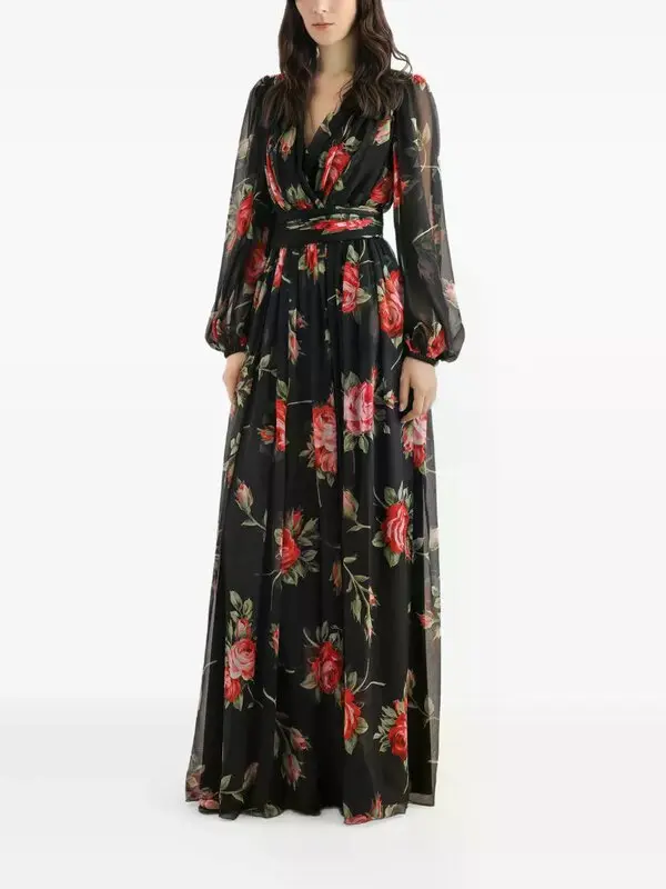 Dolce & Gabbana Floral Long Sleeve Maxi Dress