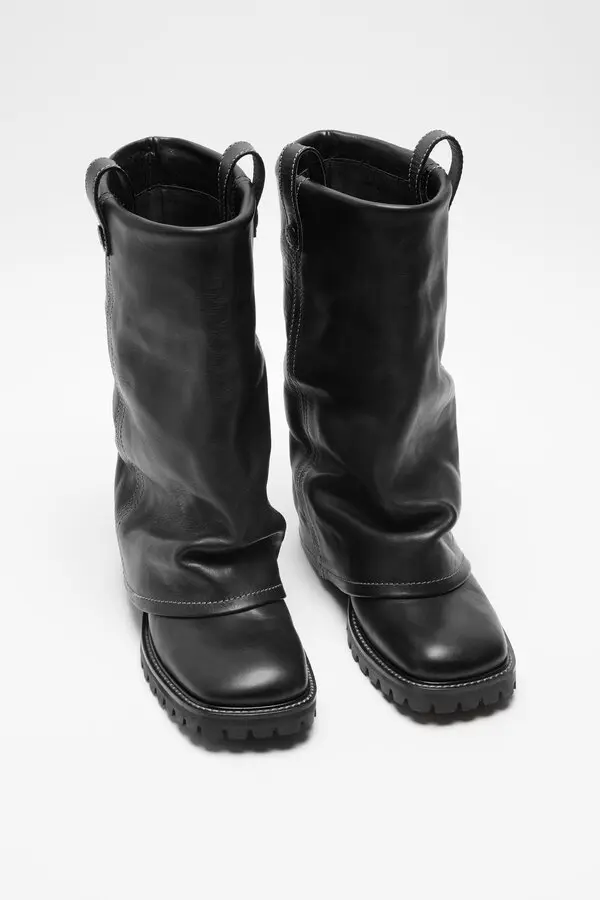 Acne Studios Folded Leather Mid-calf Boots
