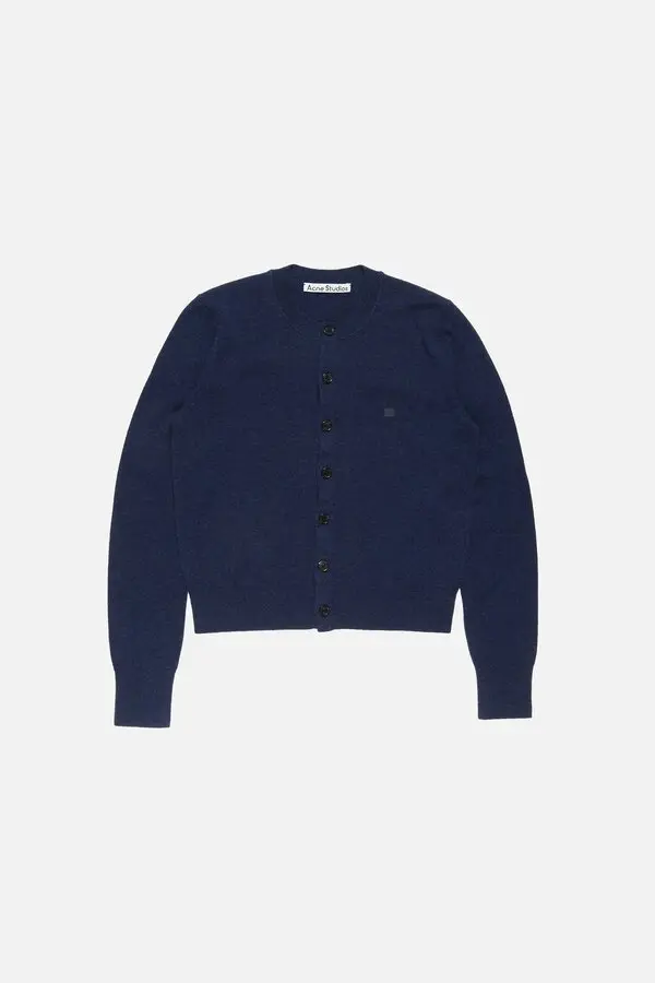 Acne Studios Fitted Cardigan In Yak Wool Blend - Navy Melange