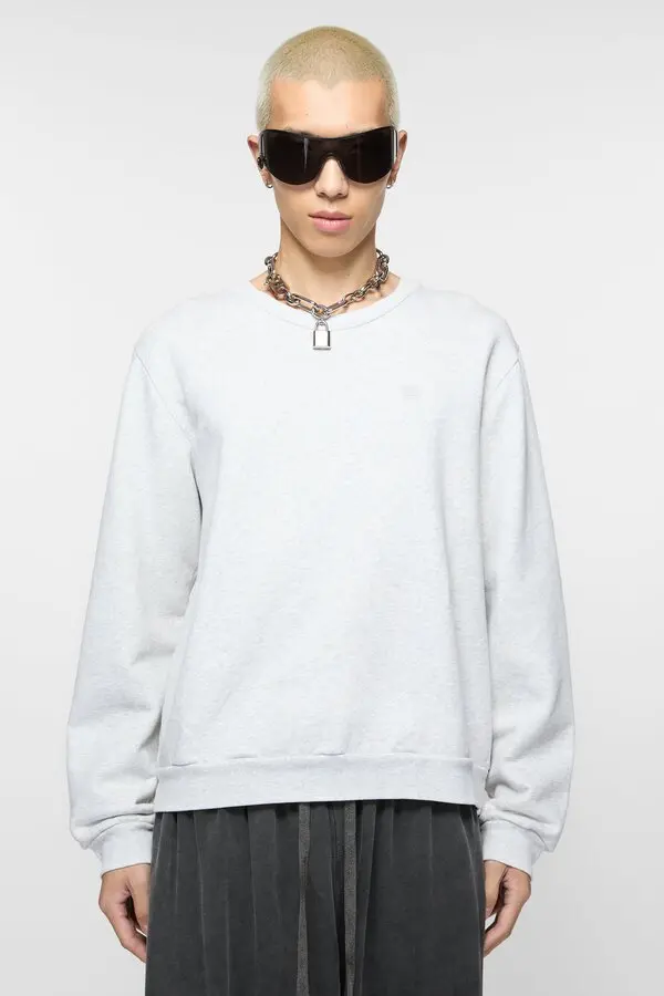 Acne Studios Fleece Face Logo Sweatshirt - Pale Grey Melange