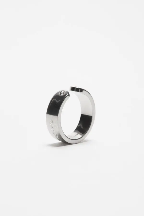 Acne Studios Logo Cuff Ring - Semi Matt Silver