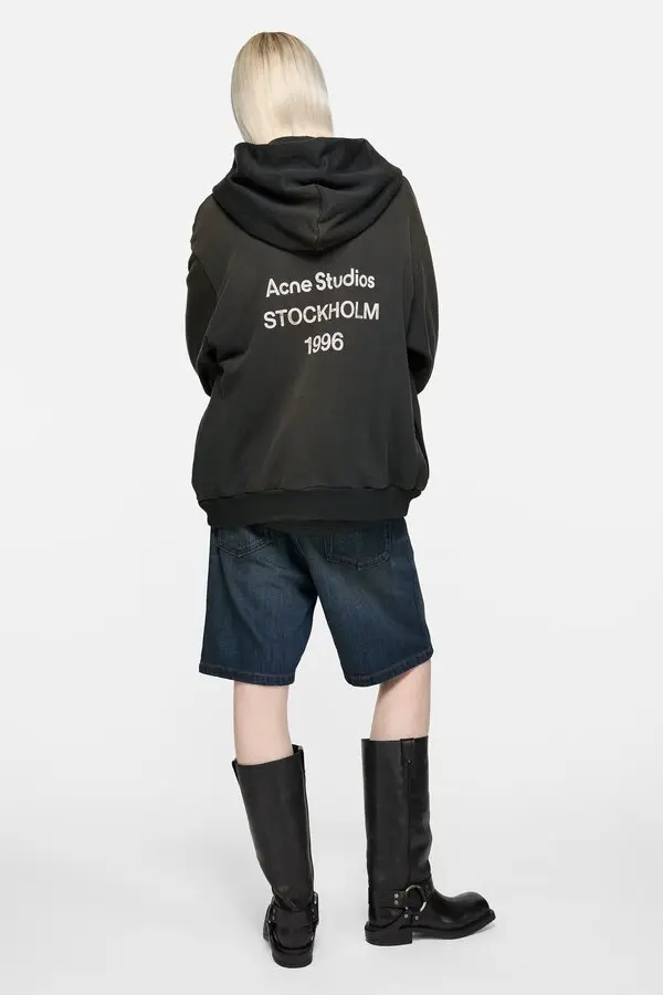 Acne Studios Fleece Logo Hoodie - Black