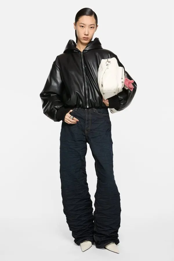 Acne Studios Faux Leather Jacket With Hood