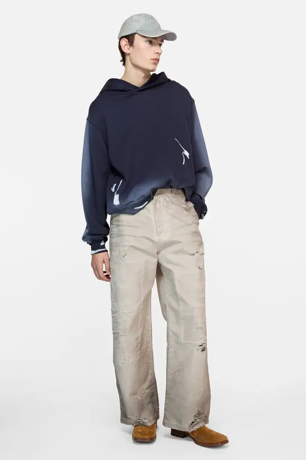 Acne Studios Sprayed Logo Hoodie - Navy Blue