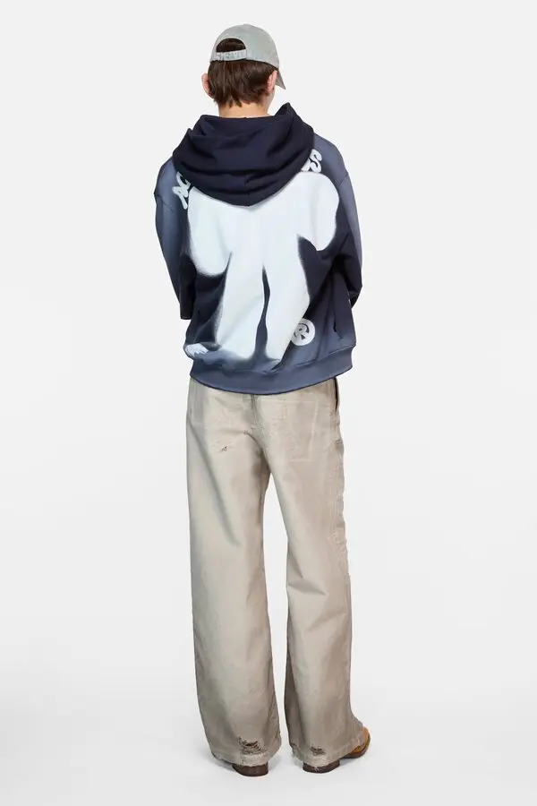 Acne Studios Sprayed Logo Hoodie - Navy Blue