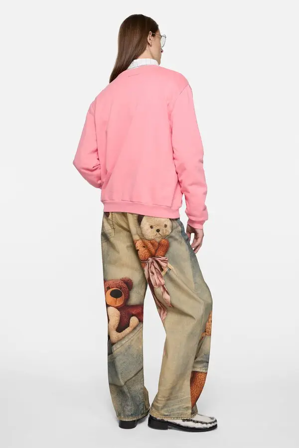 Acne Studios Fleece Face Logo Sweatshirt - Tango Pink