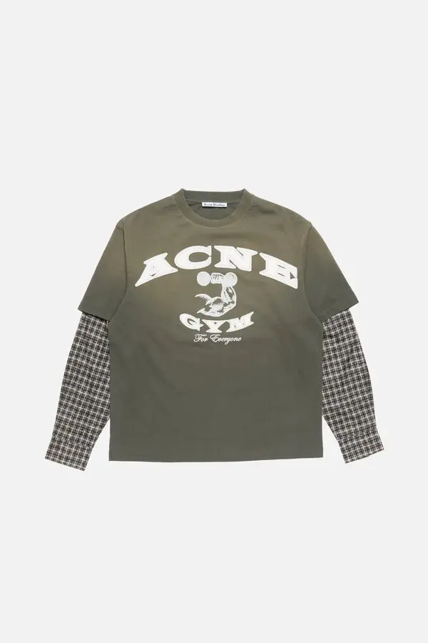 Acne Studios Layered Logo T-shirt - Vintage Green