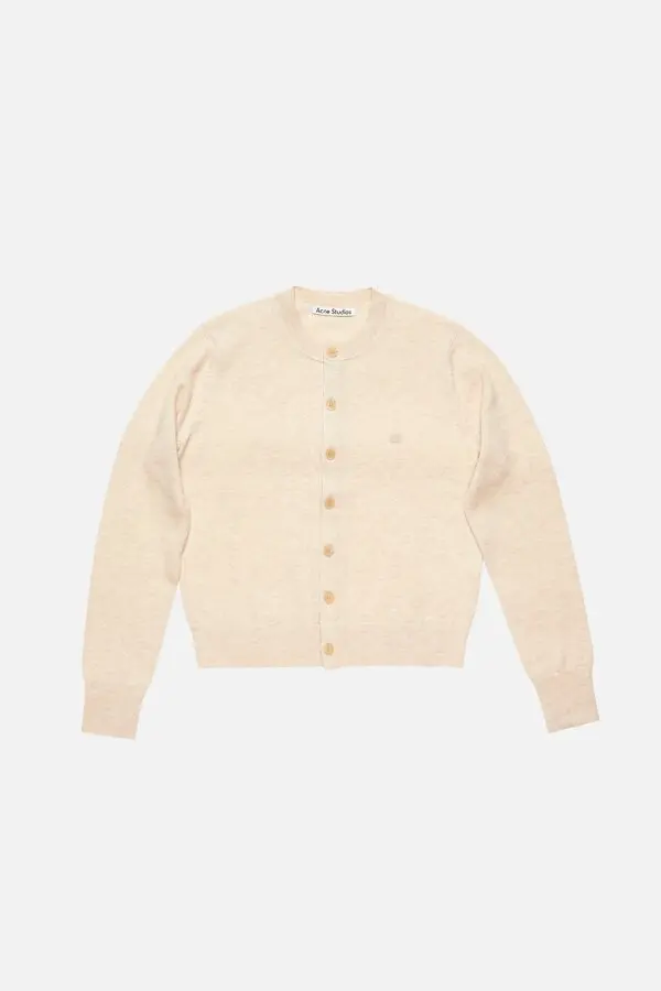 Acne Studios Fitted Cardigan In Yak Wool Blend - Oatmeal Melange