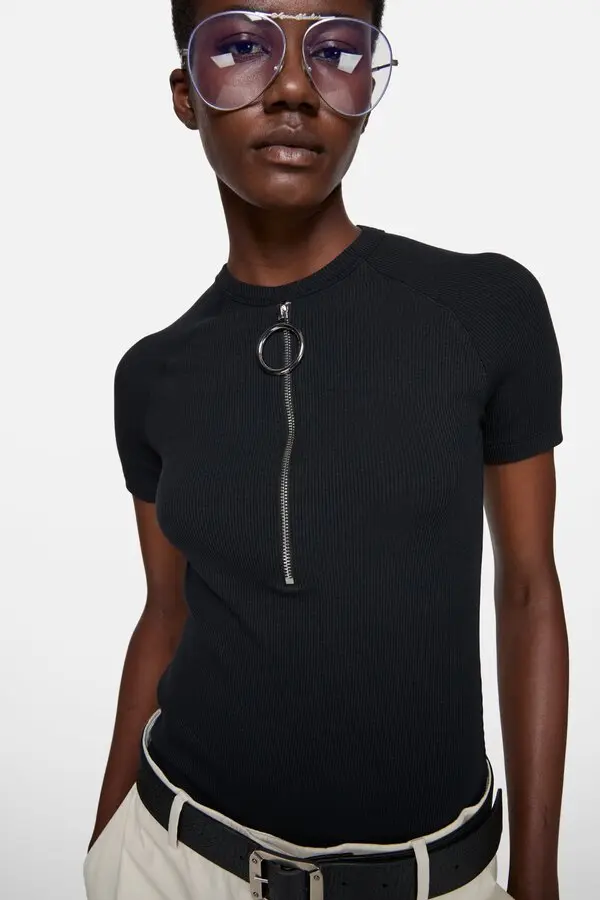 Acne Studios Ribbed T-shirt With Zip