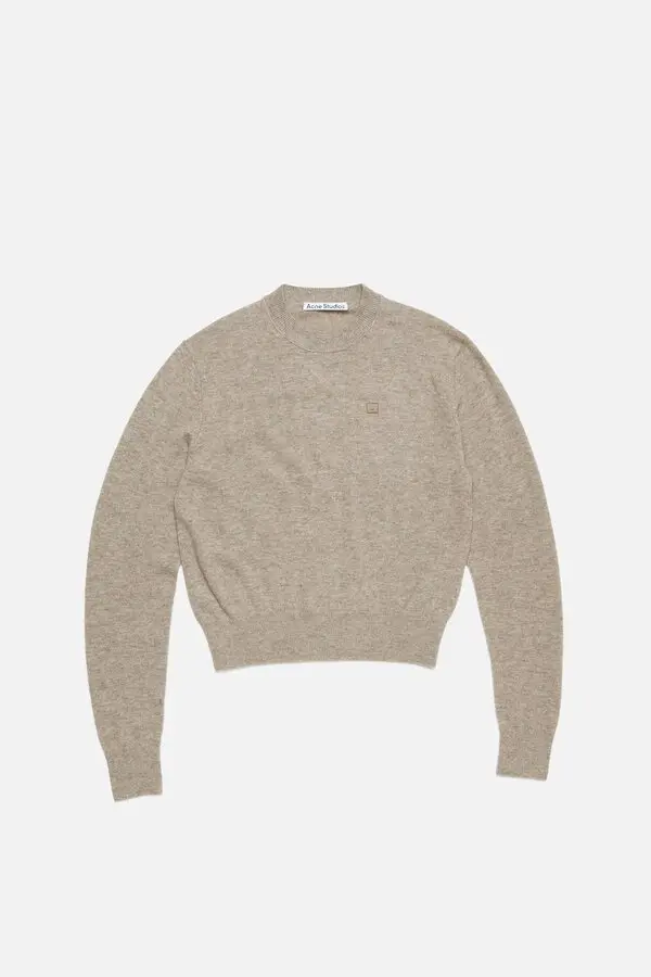 Acne Studios Crewneck Sweater In Yak Wool - Greige Melange