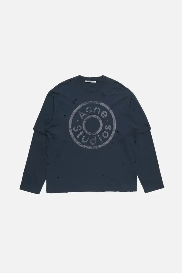Acne Studios Layered Logo T-shirt - Dark Navy