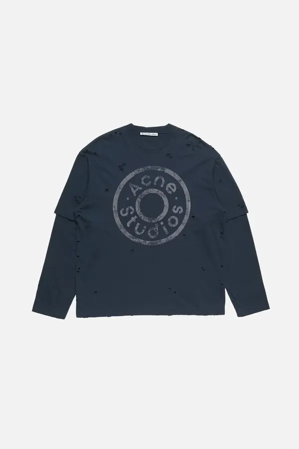 Acne Studios Layered Logo T-shirt - Dark Navy