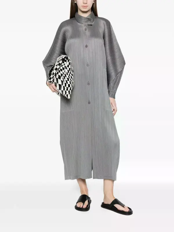 Issey Miyake Skyline Buttoned Pleated Coat