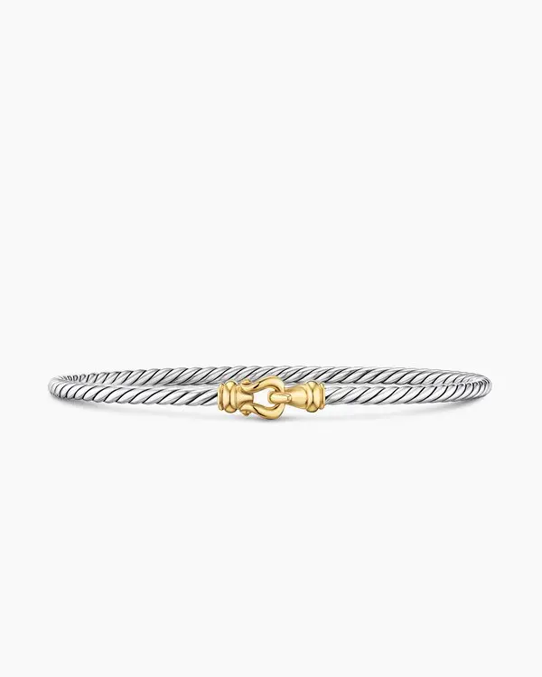 David Yurman Micro Cable Flex® Buckle Bracelet In Sterling Silver With 14k Yellow Gold - Sterling Silver/14k Yellow Gold