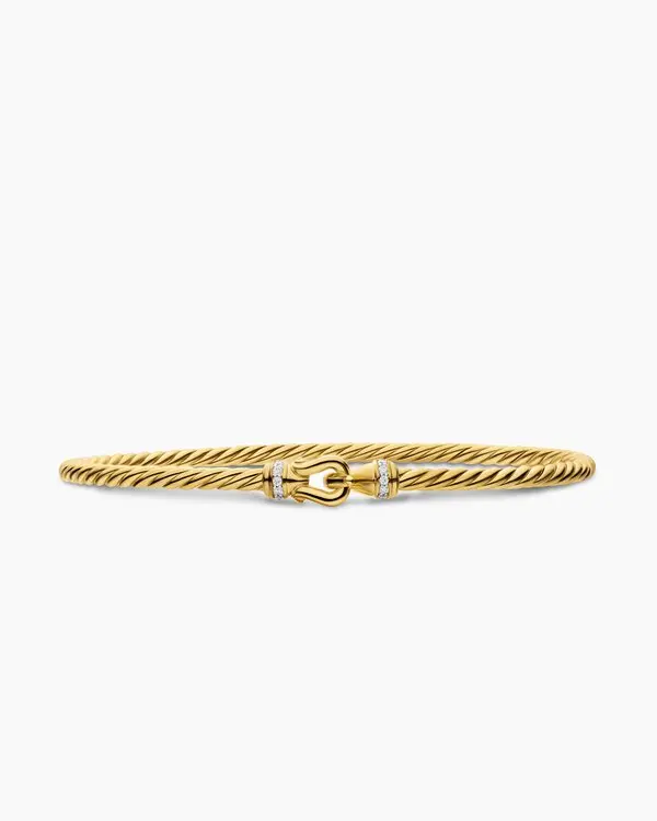 David Yurman Micro Cablespira® Flex Buckle Bracelet In 18k Yellow Gold With Diamonds - Diamond