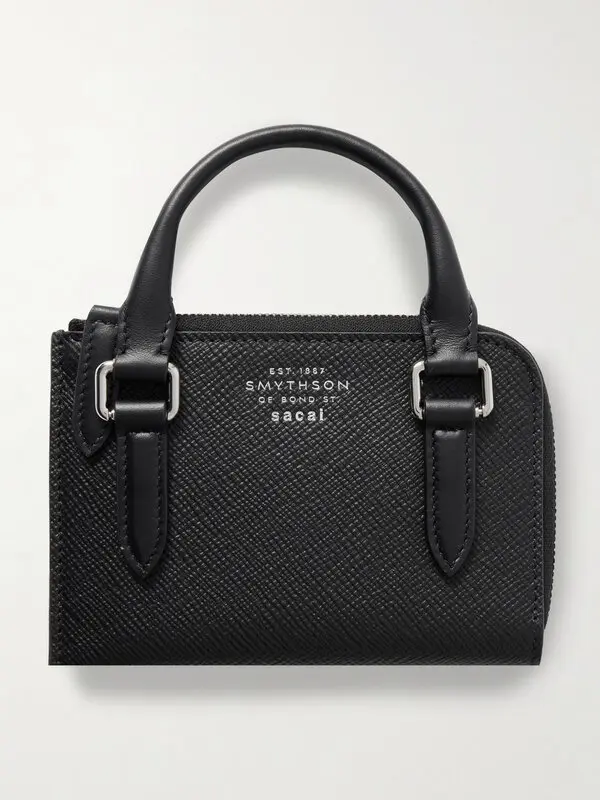 Smythson Sacai Textured-leather Cardholder - Black