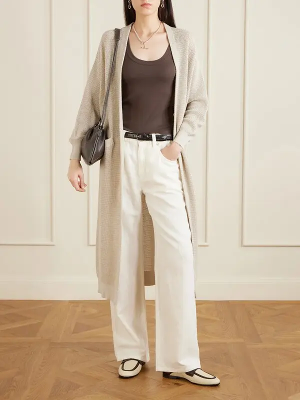 Brunello Cucinelli Metallic Open-knit Cotton-blend Cardigan