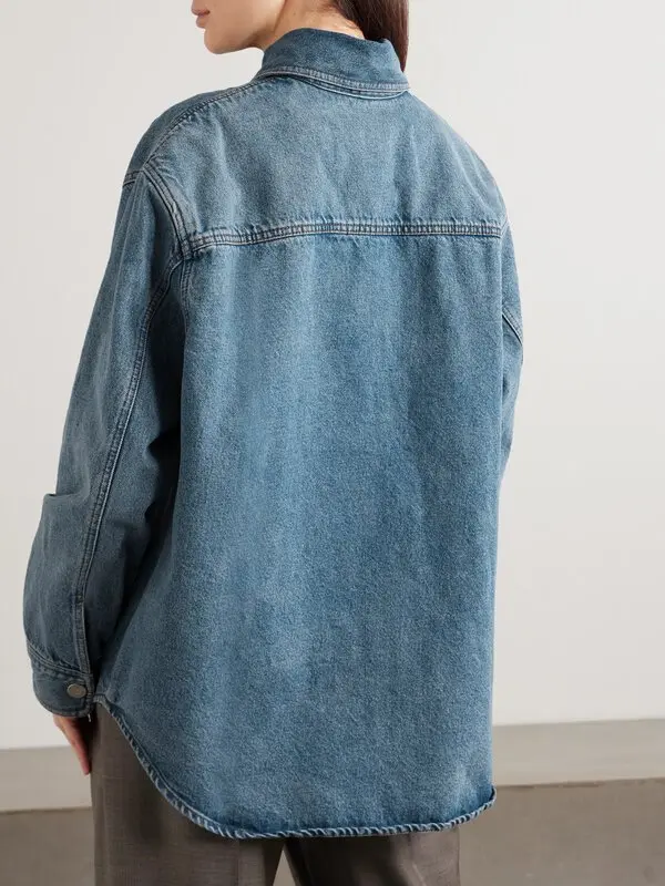 AMI Paris De Caur Appliquéd Denim Shirt - Blue