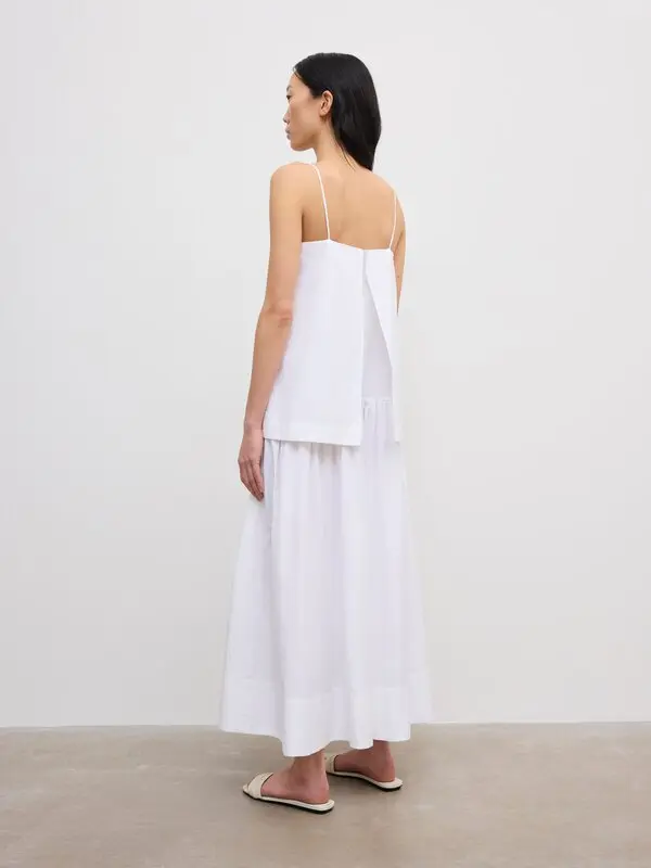 HOUSE OF DAGMAR Organic Cotton Midi Dress With Spaghetti Straps And A-line Silhouette - White