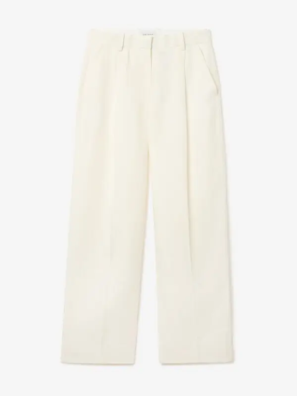 HOUSE OF DAGMAR Relaxed Wide-leg Linen Trousers - White