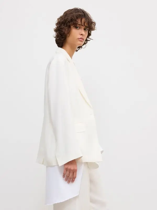HOUSE OF DAGMAR Linen Blend Single-breasted Blazer - White