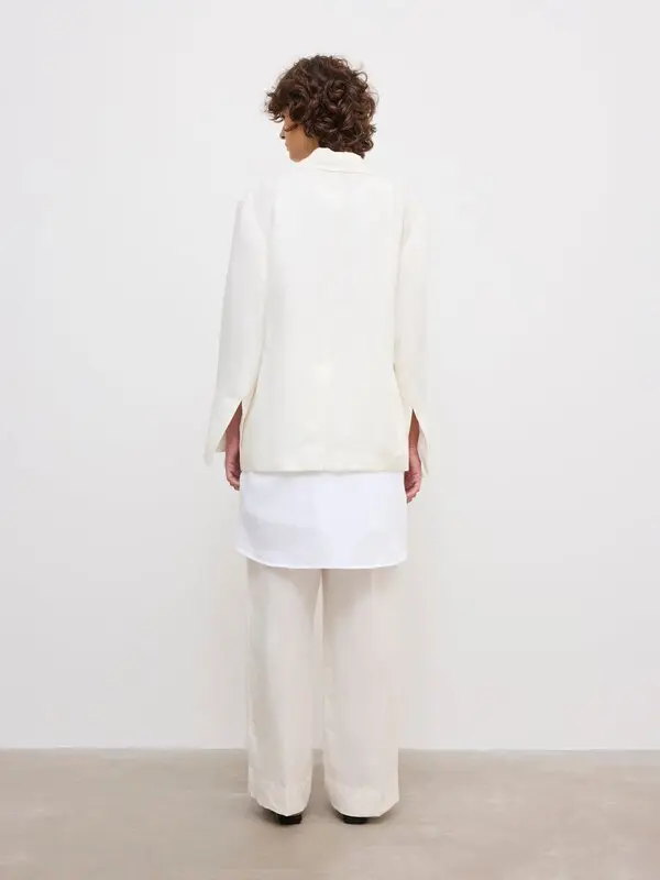 HOUSE OF DAGMAR Linen Blend Single-breasted Blazer - White