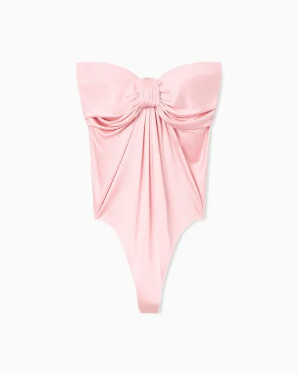 Giorgio Armani Shiny Viscose Jersey Bodysuit - Pink