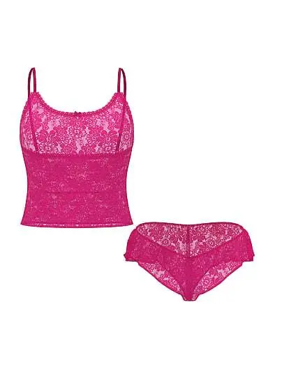Victoria's Secret Tease Lace Cami & Flutter Short Set - Pink
