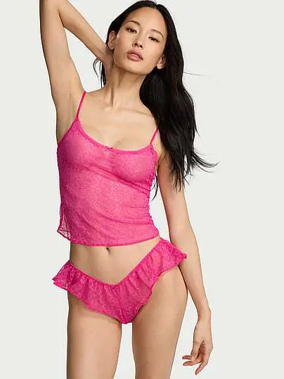 Victoria's Secret Tease Lace Cami & Flutter Short Set - Pink